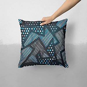 iiRov Abstract Black and Blue Overlap - Custom Decorative Home Decor Indoor or Outdoor Throw Pillow Cover Plus Cushion Set for Sofa, Bed or Couch (Pillow CASE Cover Plus Cushion)