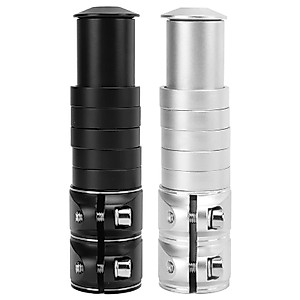 Tissting Bike Fork Stem Extender, Aluminium Alloy Front Fork Head Tube Booster Extender Stem Booster Bicycle Handlebar Riser for Mountain Road Bike(Silver)