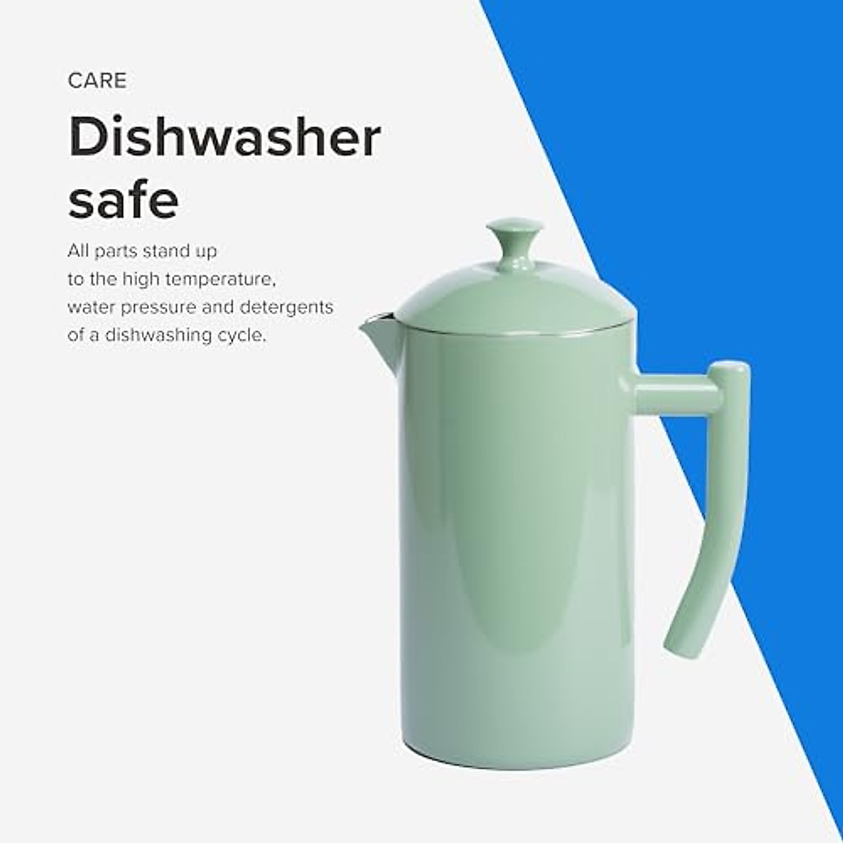 Frieling Double-Walled Stainless Steel French Press Coffee Maker, Dilly Bean Green, 34 fl oz.