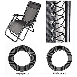 Gizhome Universal Replacement Cords for Zero Gravity Chair(8 Cords), Replacement Laces for Zero Gravity Chairs, Zero Gravity Recliner Repair Tool for Lounge Chair, Bungee Chair Cord - Black