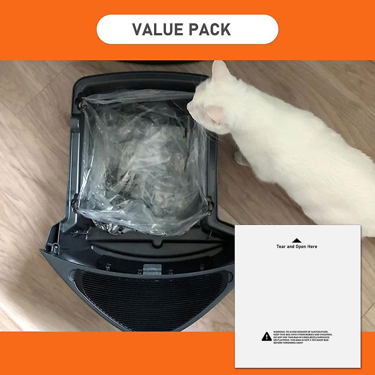 180 Pcs Waste Drawer Liners Compatible with All Litter Box Robot Models, 9-11 Gallons Replacement Liners, Custom Compatible with Litter Box Robot Waste Drawer