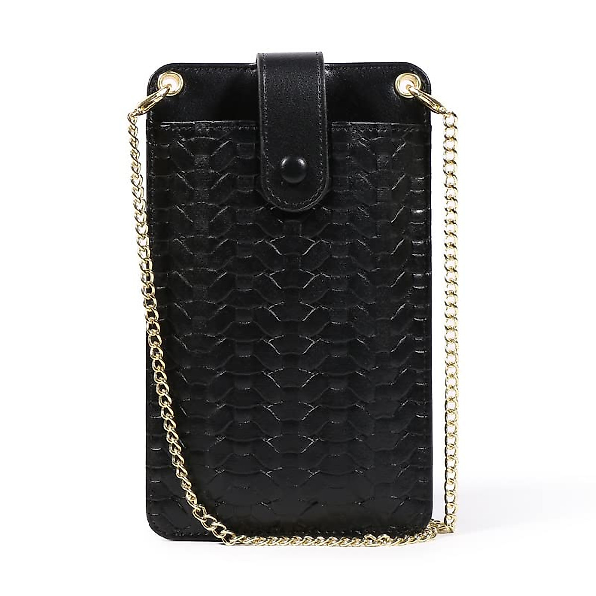 Cell Phone Purse Wallet Case Small Crossbody Bag with Chain Strap for iPhone 13 12 11 Pro Max XR OnePlus Nord N200 9 8 8T Galaxy S21 S20 Note 20 Ultra S21 FE A32 A52 A72 Sony Xperia 1 III 10 II(Black)