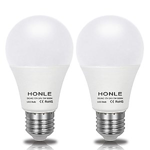 E26 LED Light Bulbs Warm White 3000K Low Voltage 12V 7W Standard Edison Base 60w Halogen Bulb Equivalent, Pack of 2
