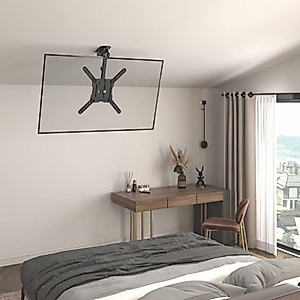 Mount Plus CM344 Flip Down TV and Monitor Roof Ceiling Swivel Mount | Fits Flat TV 23 to 55 Inches | VESA Compatible 200x200, 400x400 | Height Adjustable | Pitched Roof