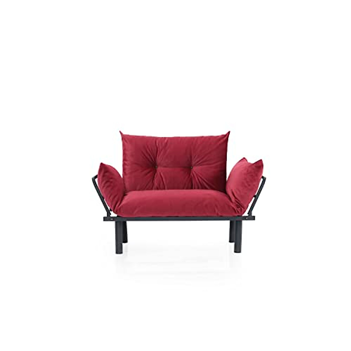 HT Design Sona Extra Wide Modern Futon Loveseat for Living Rooms and Bedroom, Removable Cushions, 49" Wide Furniture for Guest Room Studio Apartments, Red