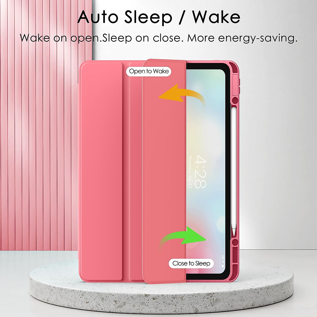Soke Clear Case for iPad Air 13 Inch M3 2025 & M2 2024 - Built-in Pencil Holder+Auto Sleep/Wake+Camera Protection, Shockproof Back Cover for Apple iPad Pro 12.9 Inch,Watermelon
