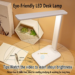 IQeer Cordless LED Desk Lamp for Home Office, 4000mAh Rechargeable Battery Operated Table Lamps,Eye-Caring Reading Lamp for Students, 3 Lighting Modes & Brightness Dimmer Light for Kids Study