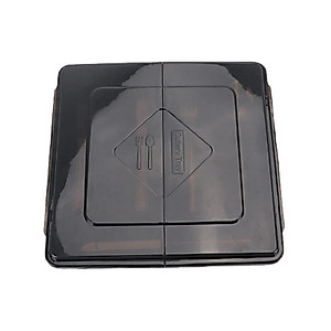 RNCOZE Utensil Holder for Countertop with Lid, 5 Compartments Flatware Organizer, Portable Flip Cover Silverware Organizer Storage Case, Plastic Silverware Tray for Drawer Countertop