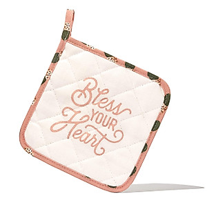 Texas Pot Holder with Bless Your Heart Cactus Design in Quilted Cotton Texas Gift