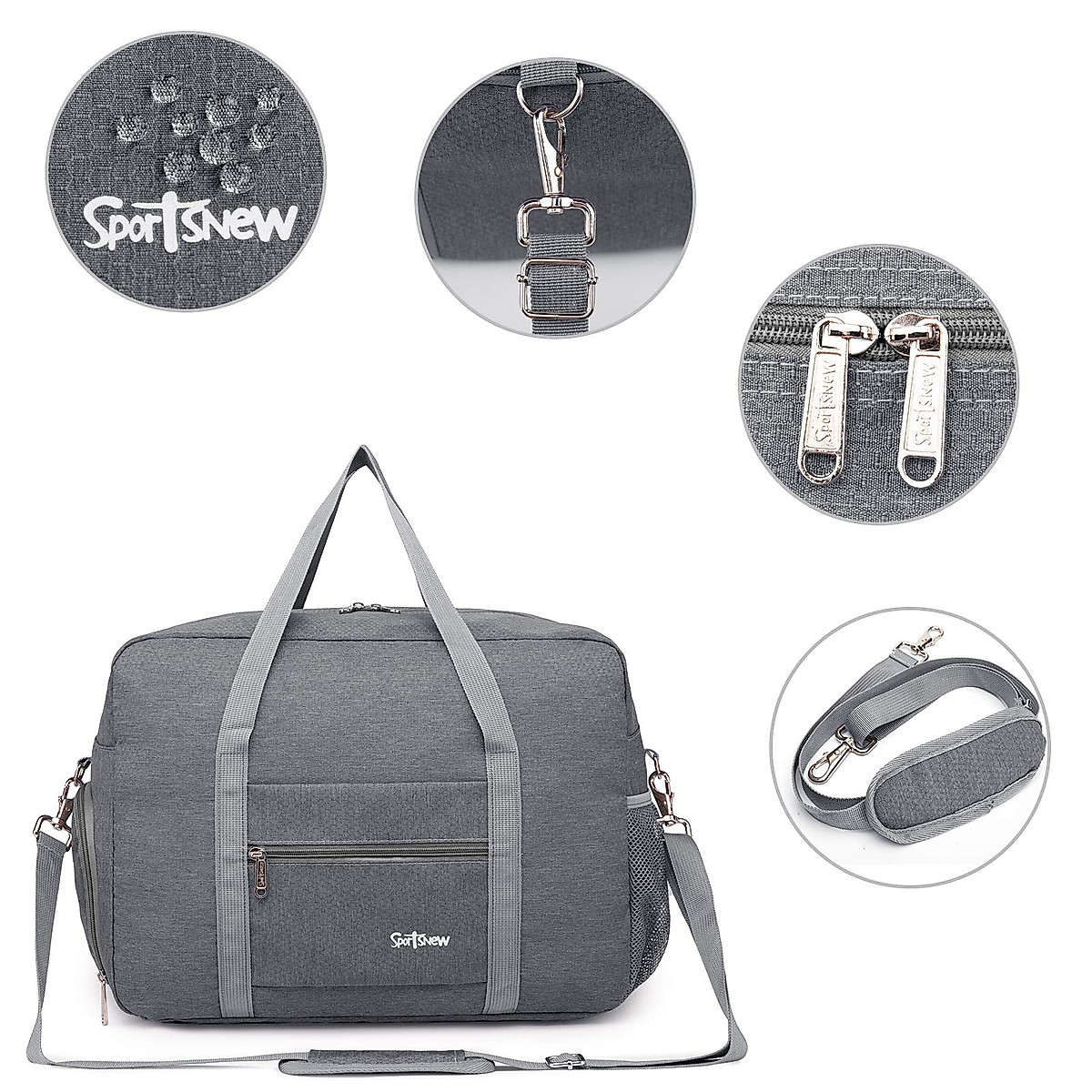 Sports Gym Bag with Wet Pocket & Shoes Compartment, Travel Duffel Bag, Gray Small (16")