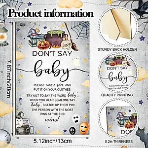 Patelai 321 Pcs Baby Shower Games Supplies, 5 Sets (50 Cards Each) Activities Cards with 20 Pencils 1 Don't Say Baby Sign 50 Clothespin(Halloween)