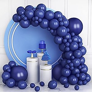 100Pcs Blue Balloons, Navy Blue Balloon Garland Arch Kit 18/12/10/5 Inch Matte Blue Different Sizes Latex Balloons for Birthday Wedding Party Baby Shower Wedding Graduation Decorations