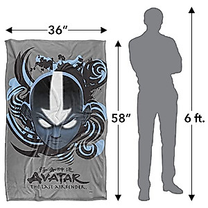 Avatar The Last Airbender Blanket, 36"x58" Airbender Blue and Black Kanji Silky Touch Super Soft Throw Blanket