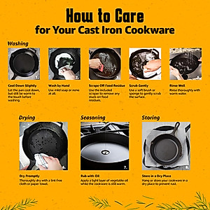 Cast Iron Reversible Grill/Griddle Set with Press, Scraper & Mitts - Pre-Seasoned, Non-Stick - 16.75" x 9.5" - Gas Stove, Grill, Camping, Indoor and Outdoor Cooking