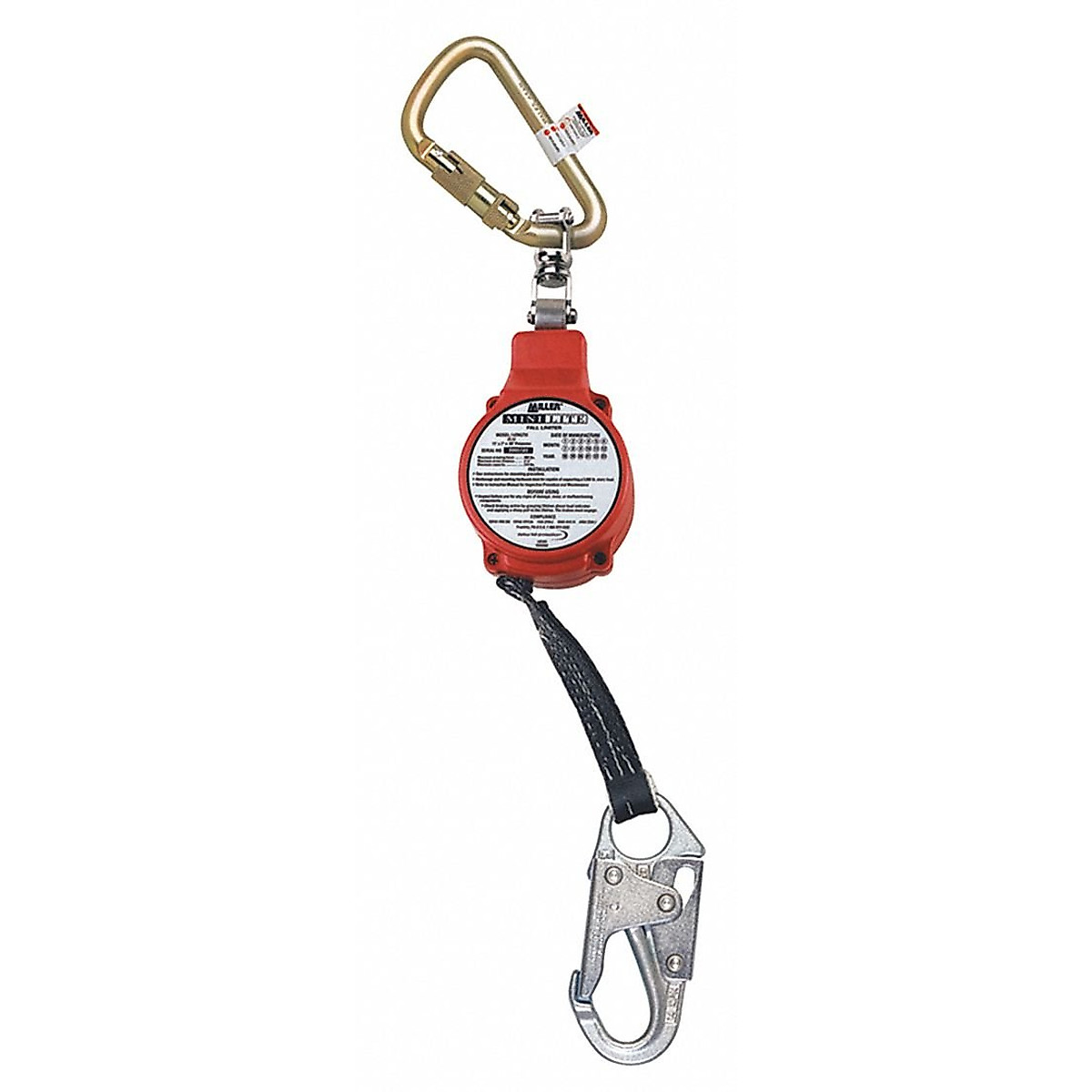 Honeywell FL11-3-Z7/11FT Miller Minolta Fall Limiter with Steel Twist-Lock Carabiner, Swivel Shakle and ANSI Z359 Certification