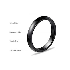 2mm 3mm 4mm 6mm 8mm Black/White Ceramic Rings for Men Women Comfort Fit Engagement Wedding Band Size 5-12 (3mm Black, 12)