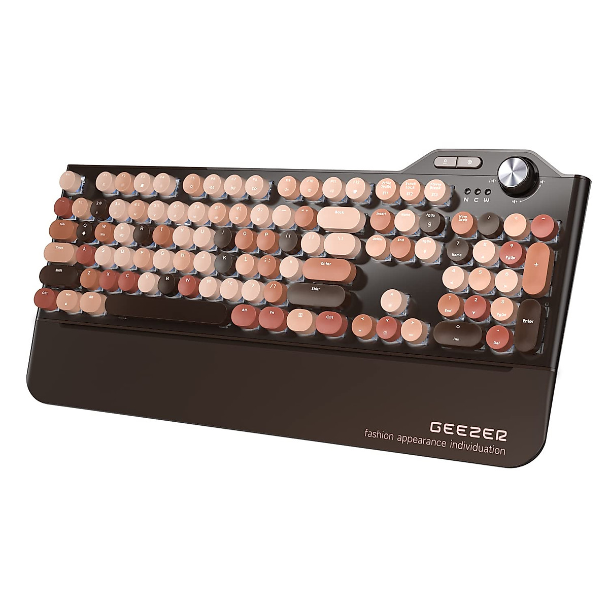 MOWUX Wireless Mechanical Keyboard, Multihost 2.4 GHz + Bluetooth + Type-C Wired Connectivity, LED Backlit PC Gaming Full-Size Rechagerable Keyboard, with Ergonomic Premium Magnetic Wrist Rest