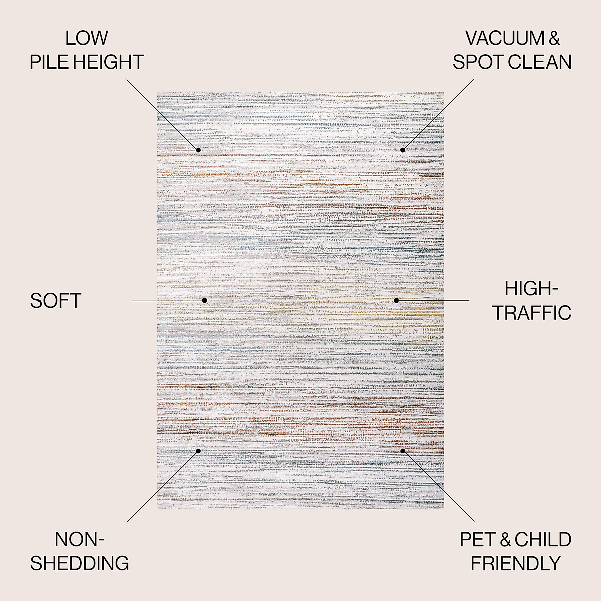 JONATHAN Y SOR200E-8 Loom Modern Strie' Indoor Area Rug, Solid & Striped, Transitional, Traditional, Bedroom, Kitchen, Living Room, Easy-Cleaning, Non-Shedding, 8 X 10, Gray/Blue/Orange