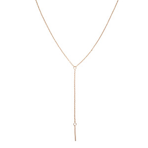 Honeycat Lariat Bar Necklace in 18k Rose Gold Plate | Minimalist, Delicate Jewelry (Rose Gold)