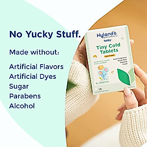 Hyland's Baby Tiny Cold Tablets, Natural Relief of Runny Nose, Congestion, and Occasional Sleeplessness Due to Colds, 125 Quick-Dissolving Tablets
