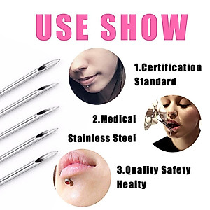 prgislew Ear Nose Piercing Needles - 50Pcs Mixed Piercing Needles 12G 14G 16G 18G and 20G Hollow Needles for Piercing Ear Nose Navel Nipple Lip Piercing Kits Piercing Tools Piercing Supplies