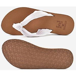 KuaiLu Flip Flops Women Arch Support Yoga Mat Comfortable Summer Beach Walking Thong Cushion Sandals Slip on Outfits Travel Essentials Orthotic Slides Indoor Outdoor Slippers Shoes White Khaki Size 8