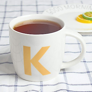 ZaH 16oz Coffee Mug Alphabet Ceramic Mug ABC Letter Cup for Women Men Boys Girls - Home Decoration Initial A-Z Mug (K)