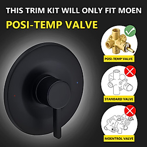 Shower and Tub Trim Kit, Compatible with Moen Posi-Temp Valve, Matte Black
