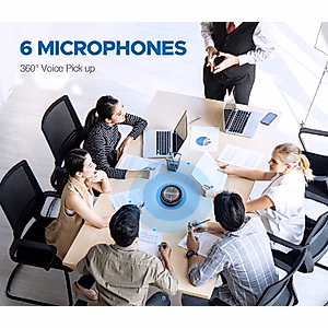 Enther&MAXHUB Bluetooth Speakerphone,USB Conference Speaker with 6 Microphones, Enhanced 360° Voice Pickup and Noise Reduction,16 Ft Pickup Distance,Home Office