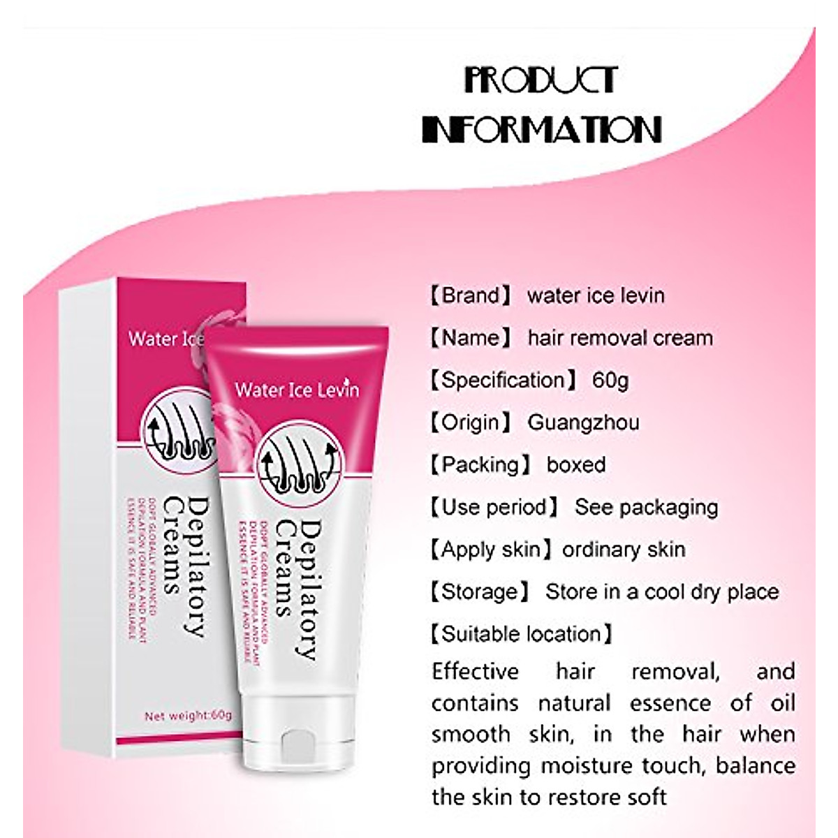 Hair Removal Cream water ice levin Depilatory Cream Used on Bikini,Underarm,Chest, Back, Legs and Arms for Men and Women,Simple and fast