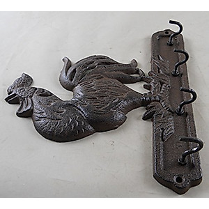 Cast Iron Crowing Rooster Key Rack