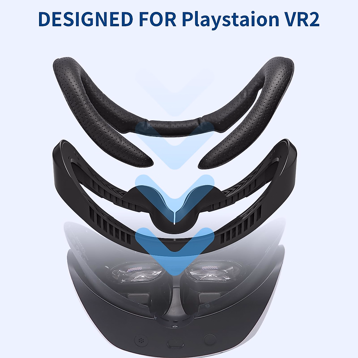 VR Face Pad for PlayStation VR2, PSVR2 Fitness Facial Interface Cushion Pad, PSVR2 Face Pad Replacement, Breathable Holes Leather Foam Cushion, Anti-fogging Sweat-Proof Cover Accessories Set