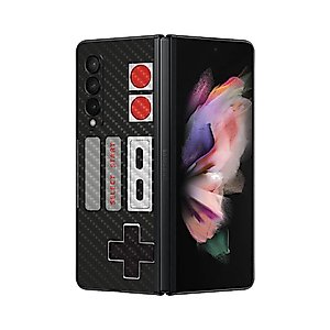 MightySkins Carbon Fiber Skin Compatible with Samsung Galaxy Z Fold 3 - Retro Gamer 3 | Protective, Durable Textured Carbon Fiber Finish | Easy to Apply | Made in The USA