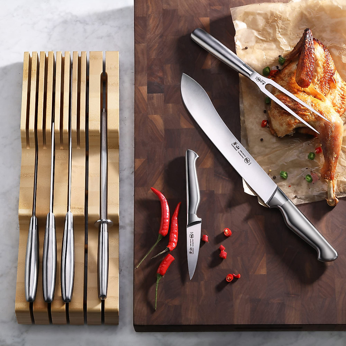 Cangshan Sanford Series 1027143 German Steel 8-Piece BBQ Knife In Drawer Set