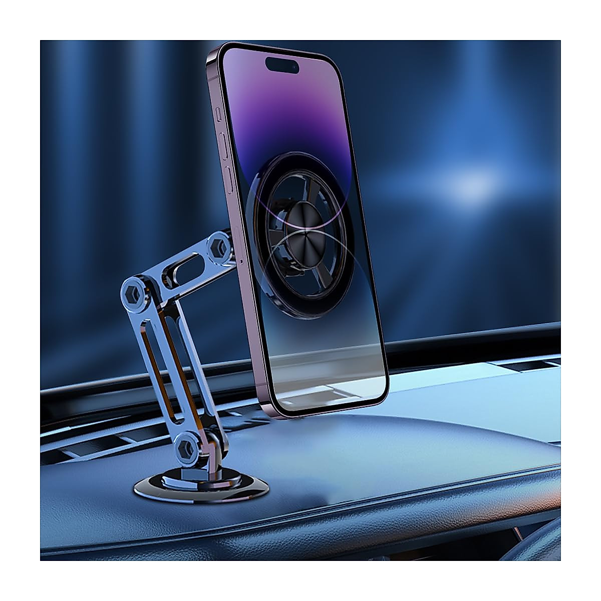 zipelo Magnetic Car Phone Holder, 360 Degree Adjustable Phone Mount for Auto Dashboard, Universal Car Accessories, Hands-Free Cell Phone Holder for iPhone 14 13 12 Android and More Smartphones