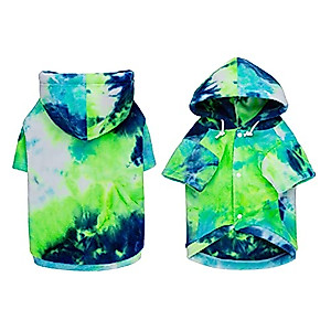 Garden Miller Dog Hoodie Sweater,Tie Dye Dog Winter Warm Coat, Dog Winter Coat Pet Clothes, Soft and Warm Dog Sweater for Cats Small Medium Dogs, Blue 2XL