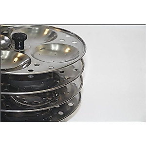 TABAKH IC-205 5-Rack Stainless Steel Idli Cooker with Strong Handles,Silver,Medium