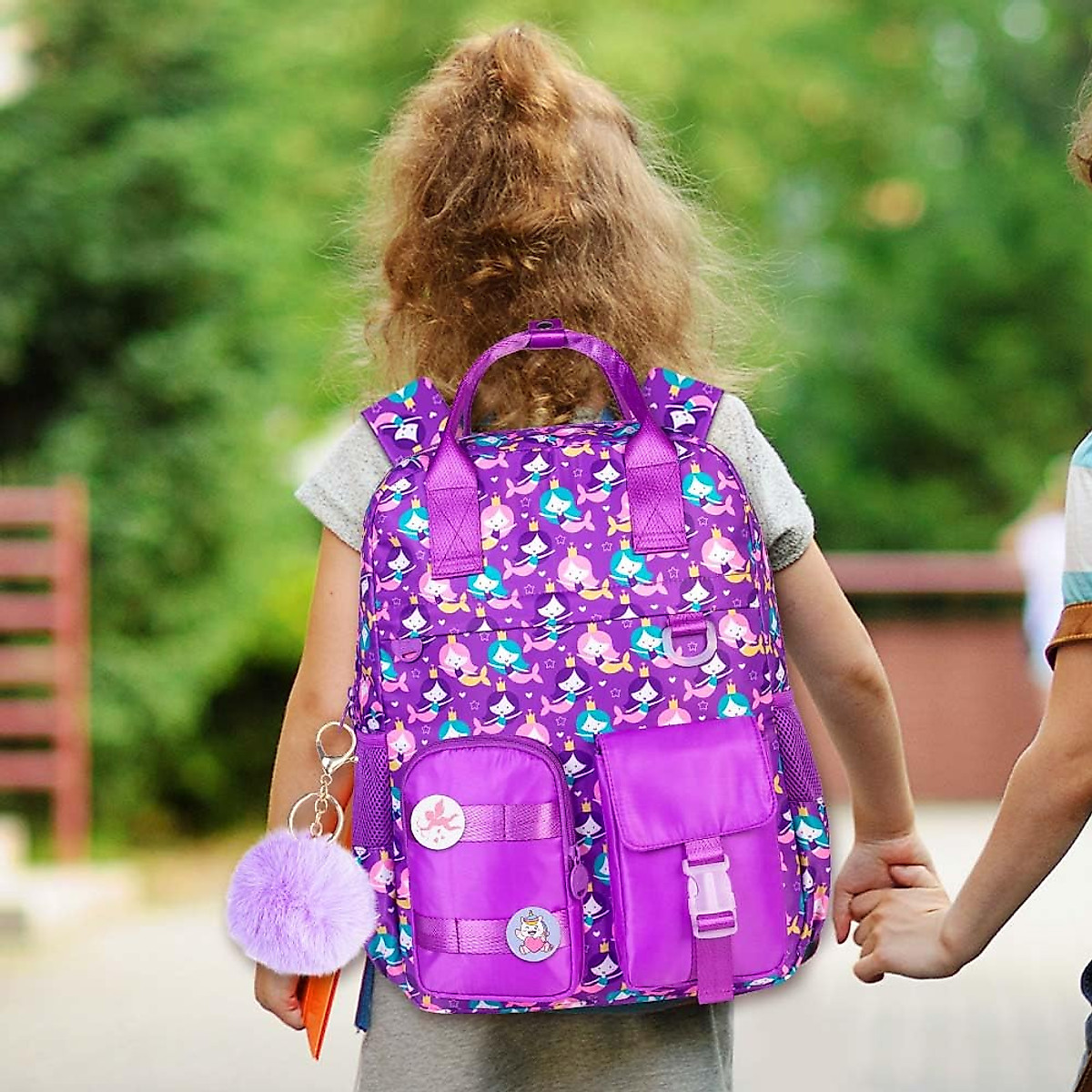 Mermaid Backpack for Girls, 16’’ Kids Backpacks Lightweight Water Resistant Preschool Bookbag, Elementary Kindergarten Travel School Bag for Little Girls With Chest Strap