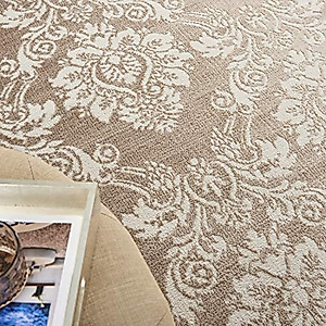 Nourison Elation Floral Ivory Mocha 5'3" x 7'3" Area -Rug, Easy -Cleaning, Non Shedding, Bed Room, Living Room, Dining Room, Kitchen (5x7)