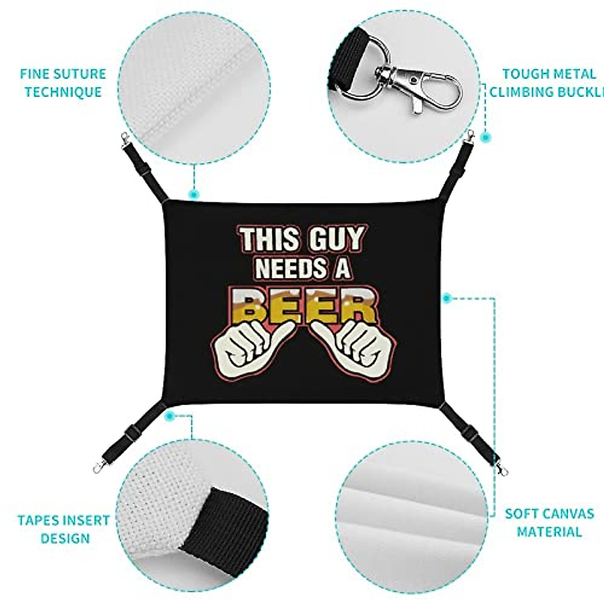 This Guy Needs A Beer Pet Hammock Comfortable Adjustable Hanging Bed for Small Animals Dogs Cats Hamster