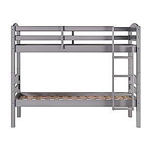 Walker Edison Della Transitional Twin-Over-Twin Bunk Bed Frame, Twin Size, Grey