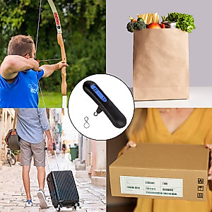 NATUMER Archery Bow Scale 110 lbs/ 50kg Hanging Handheld Scale Multifunctional Digital Tune Scale Peak Weight/Hold Weight with Clear LCD Display for Recurve/Compound Bow (Black)