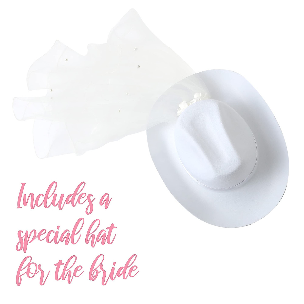 Cowgirl Hats Party Pack | Bride White Cowboy Hat and Black Hats | Women's Bachelorette Party (black, 12 pack)