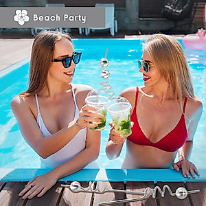 16PCS Disco Party Decorations, Mini Disco Ball Decor Reusable Straw, 70s Disco Ball Straws for Bachelorette Party Decorations Birthday Supplies (Silver)