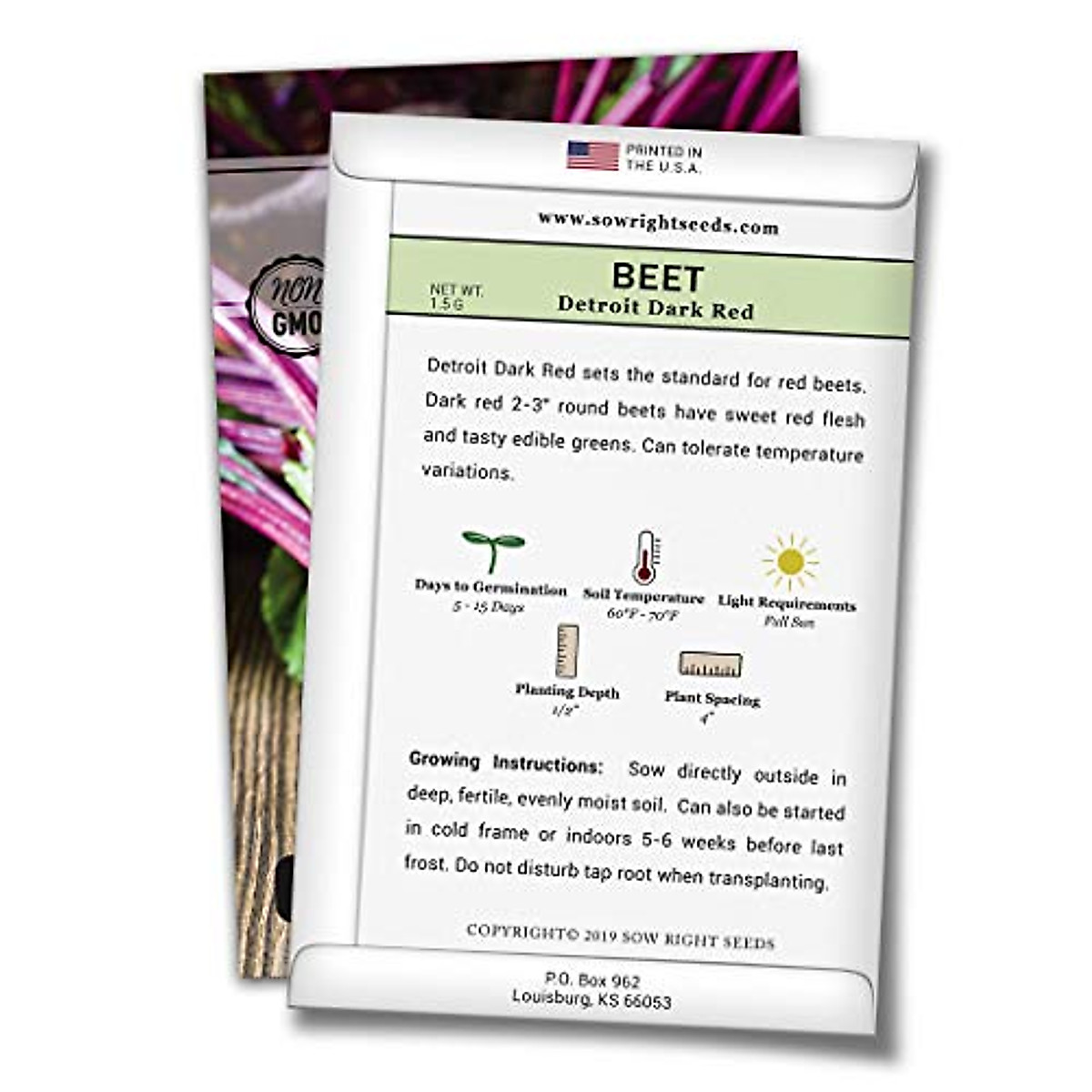Sow Right Seeds - Detroit Dark Red Beet Seed for Planting - Non-GMO Heirloom Packet with Instructions to Plant a Home Vegetable Garden - Great Gardening Gift (1)
