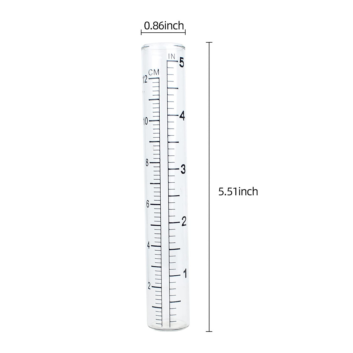 TBWHL 2pcs 5" Capacity Rain Gauge Glass Replacement Tube for Yard Garden Outdoor Home