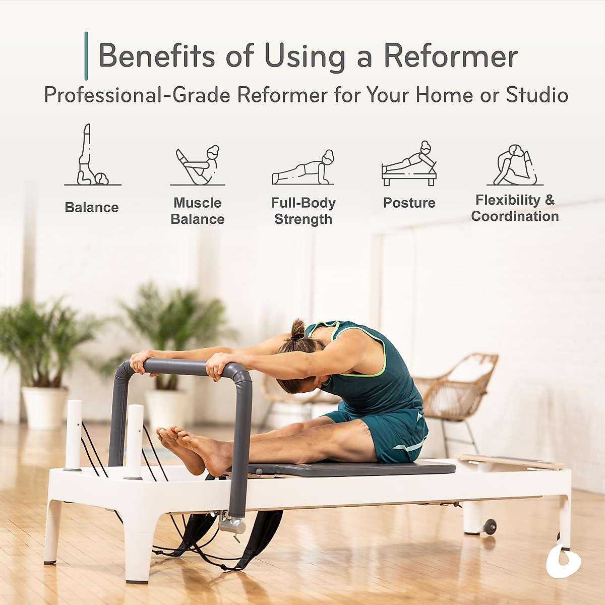 Balanced Body Allegro 2 Pilates Reformer with 14-Inch Leg Kit, Pilates Machine and Exercise Equipment, Workout Equipment for Home Gym or Studio Use, Flexibility and Strength-Training Equipment