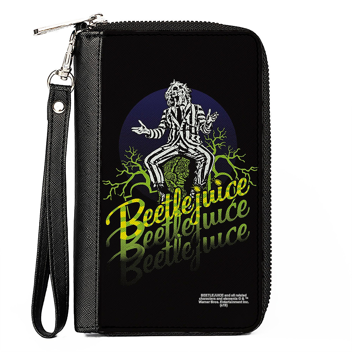 Buckle-Down Women's PU Zip Around Wallet Rectangle-Beetlejuice, 7.5"x4.5"