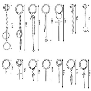 ONESING 20 Pcs Clip On Earrings for Men Magnetic Earrings Dangle Earring Hoop Sterling Earrings Men Stainless Steel Non Pierced Magnetic Earring Fake Earrings Piercings Silver