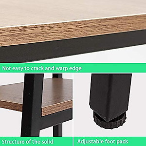 Coral Flower Landisl Desk,Simple and Modern Design,with Two Open Shelves for Books, Office Supplies or Accessories Within Easy Reach，Light Oak